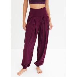 bonprix Weite Sporthose mit umklappbaren Bund, lila, Gr.40/42 (M), Yoga Hose mit umklappbaren Bund und weitem Schnitt, aus Viskose
