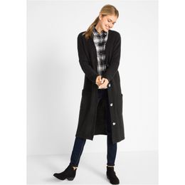 bonprix Strickmantel mit aufgesetzten Taschen, schwarz, Gr.36/38 (S), Gem&uuml;tliche Strickjacke aus Flausch-Garn mit aufgesetzten Taschen