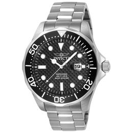 Invicta Pro Diver 12562 Herrenuhr - Quarzwerk - Edelstahl mit schwarzem Zifferblatt - 47 mm