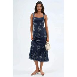 Blumiges Midikleid mit Herzkragen