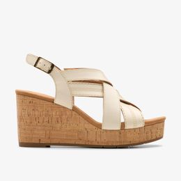 Clarks Sabina Sling Cream Leather Sandals