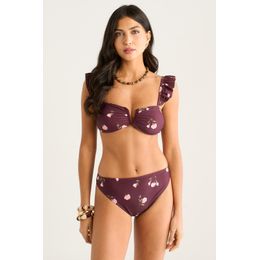 Bikini-Unterteil mit braunem Blumenmuster
