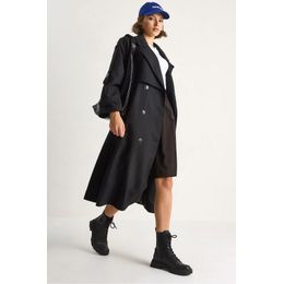 Baumwoll-Midi-Trenchcoat mit doppelter Knopfleiste