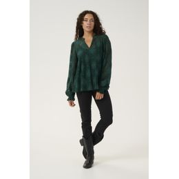 Culture Langarm-Bluse Relaxed fit Botanical Garden dark green