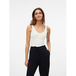 V&eacute;ro Moda Stricktop VERO MODA "VMGLORY SL RIB TOP", Damen, Gr. S (36), wei&szlig; (cloud dancer), Feinstrick, Obermaterial: 80% Viskose, 20% Nylon, unifarben, sehr figurbetont normal, V-Ausschnitt, Tops Stricktop, Viskosemischung