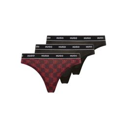 String HUGO UNDERWEAR "TRIPLET THONG DESIGN", Damen, Gr. L, 3 Stk., open rot 641, Jersey, Obermaterial: 95% Baumwolle, 5% Elasthan, Unterhosen String, wiederholendes Logo am Bund