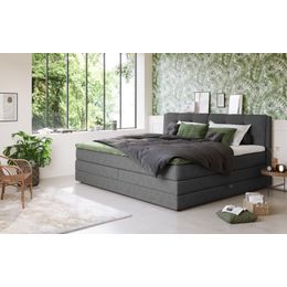 Boxspringbett COTTA "Fort II, in verschiedenen Breiten erh&auml;ltlich - auch als Familienbett", anthrazit, B:241cm L:215cm, 100% POLYESTER (PES), Komplettbetten, Boxspringbett, inkl. Bettkasten und Topper