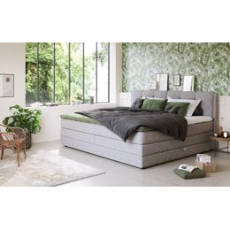Boxspringbett COTTA "Fort II, in verschiedenen Breiten erh&auml;ltlich - auch als Familienbett", light grau, B:241cm L:215cm, 100% POLYESTER (PES), Komplettbetten, Boxspringbett, inkl. Bettkasten und Topper
