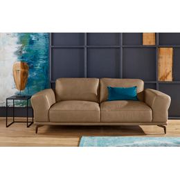 2,5-Sitzer W.Schillig "montanaa Designsofa mit erstklassigem Sitzkomfort, Federkern", braun (fango z69), B:212cm H:78cm T:94cm, Sofas, mit Metallf&uuml;&szlig;en in Bronze pulverbeschichtet, Breite 212 cm
