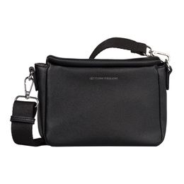 Umh&auml;ngetasche Tom Tailor "Rella", Damen, Gr. B/H/T: 22cm x 15cm x 7cm, schwarz, Polyurethan, clean, gepflegt, unifarben, Taschen Umh&auml;ngetasche, aus fein genarbtem Material mit farblich passendem Gewebeband