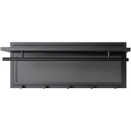 Garderobenpaneel HAKU "Wandgarderobe", schwarz, B:75cm H:30cm T:26cm, Metall, Garderobenpaneele, Garderobenpaneel