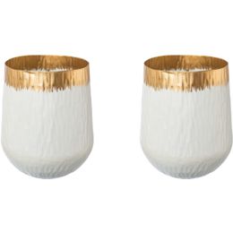 Tischvase CREATIV DECO "AGNES", wei&szlig;, H:15cm &Oslash;:12cm, Metall, Vasen, mit schickem Gold Detail