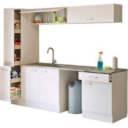 K&uuml;chenzeile Flex-Well "LUCCA, 7-teilig, Hauswirtschaft-, Hobby/Werkraum, K&uuml;che, Breite 240 cm", wei&szlig; (k&uuml;che: wei&szlig;, front: wei&szlig; matt, korpus: wei&szlig;), B:240cm H:200cm T:60cm, Komplettk&uuml;chen-Sets, K&uuml;chenzeile, Kombination aus 5 M&ouml;belteilen, Arbeitsplatte und Einbausp&uuml;le