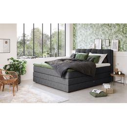 Boxspringbett COTTA "Fort II, in verschiedenen Breiten erh&auml;ltlich - auch als Familienbett", schwarz, B:201cm L:215cm, 100% POLYESTER (PES), Komplettbetten, Boxspringbett, inkl. Bettkasten und Topper