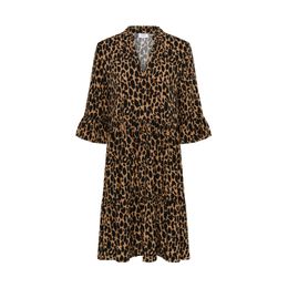 Midikleid Saint Tropez "Kleid EdaSZ", Damen, Gr. S, N-Gr, braun (tiger's eye spotty leopard), Obermaterial: 100% Viskose LENZING ECOVERO CV LenzEcov., Kleider Midikleid