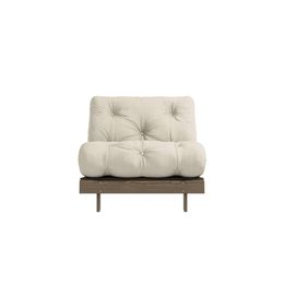 Daybett Karup Design "Roots Sofa Bed, Schlafsofa, Bettfunktion, FSC-Massivholz, B: 90 cm", beige (linen), B:90cm H:85cm, Bezug: 75% Baumwolle, 25% Leinen, , Daybetten, Inkl. Futonmatratze. Made in Europe, minimalistisches Design