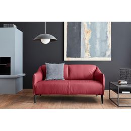 2-Sitzer W.Schillig "sally Designsofa, Loungesofa, bequem, schmale Armlehnen, Breite 154cm", rot (ruby rot z59), B:154cm H:78cm T:84cm, Longlife Xtra-Leder Z59: Glattleder mit modischer Pr&auml;gung. Hautst&auml;rke 0, 9 - 1, 1 mm., Sofas, mit Metall-Winkelf&uuml;&szlig;en in Schwarz pulverbeschichtet, Breite 154 cm