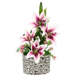 Kunstpflanze OTTO HOME, rosa (dunkelrosa), B:25cm H:44cm T:16cm, Polyester, Kunstpflanzen, Kunstpflanze, Arrangement im Topf