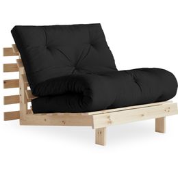 Daybett Karup Design "Roots Sofa Bed, Schlafsofa, Bettfunktion, FSC-Massivholz, B: 90 cm", grau (dunkelgrau), B:90cm H:85cm, Bezug: 80% Baumwolle, 20% Polyester, Daybetten, Inkl. Futonmatratze. Made in Europe, minimalistisches Design