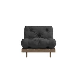 Daybett Karup Design "Roots Sofa Bed, Schlafsofa, Bettfunktion, FSC-Massivholz, B: 90 cm", grau (dunkelgrau), B:90cm H:85cm, Bezug: 80% Baumwolle, 20% Polyester, Daybetten, Inkl. Futonmatratze. Made in Europe, minimalistisches Design