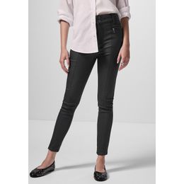 Lederimitathose STREET ONE STUDIO, Damen, Gr. 32, L&auml;nge 30, schwarz, Stoff, 76% Viskose, 21% Nylon, 3% Elasthan, unifarben, slim fit lang, Hosen, High Waist