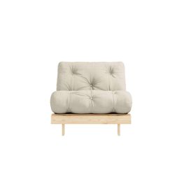 Daybett Karup Design "Roots Sofa Bed, Schlafsofa, Bettfunktion, FSC-Massivholz, B: 90 cm", beige (linen), B:90cm H:85cm, Bezug: 75% Baumwolle, 25% Leinen, , Daybetten, Inkl. Futonmatratze. Made in Europe, minimalistisches Design