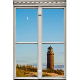 Wandsticker queence "Leuchtturm", blau, B:40cm H:60cm T:0,1cm, Wandtattoos, Wandsticker, Wandbild, selbstklebend, 3D, Fenster