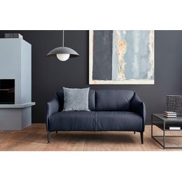 2-Sitzer W.Schillig "sally Designsofa, Loungesofa, bequem, schmale Armlehnen, Breite 154cm", blau (blau z59), B:154cm H:78cm T:84cm, Longlife Xtra-Leder Z59: Glattleder mit modischer Pr&auml;gung. Hautst&auml;rke 0, 9 - 1, 1 mm., Sofas, mit Metall-Winkelf&uuml;&szlig;en in Schwarz pulverbeschichtet, Breite 154 cm