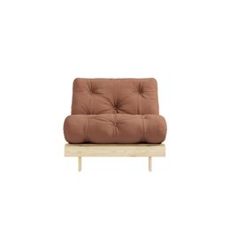 Daybett Karup Design "Roots Sofa Bed, Schlafsofa, Bettfunktion, FSC-Massivholz, B: 90 cm", braun (clay braun), B:90cm H:85cm, Bezug: 80% Baumwolle, 20% Polyester, Daybetten, Inkl. Futonmatratze. Made in Europe, minimalistisches Design
