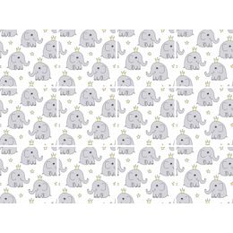 Fliesenaufkleber queence "Elefanten", bunt (grau, gelb), B:15cm H:15cm T:0,1cm, Fliesenaufkleber, Stickerfliesen, selbstklebend, Sticker, 12er Set