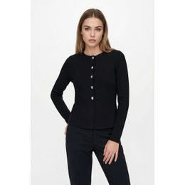 Strickjacke Only "ONLMELLI LIFE LS ONECK BUT CARDI RP KNT", Damen, Gr. M, schwarz detail:new silber buttons, Strick, Obermaterial: 70% Viskose, 30% Nylon, unifarben, regular fit normal, Rundhals, Strickjacken Strickjacke