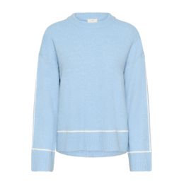 Strickpullover Kaffe "Strickpullover KAjinie", Damen, Gr. L, blau (powder blau melange), Obermaterial: 63% Polyester Pol. recyc.. 15% Wolle mw. 9% Polyacryl PAN. 9% Nylon NY. 4% Elasthan EL., Pullover Strickpullover