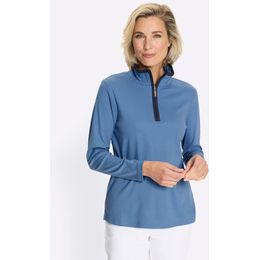Sweatshirt Classic Basics, Damen, Gr. 38, mittelblau, 100% Baumwolle, gemustert, mehrfarbig, Sweatshirts Sweatshirt