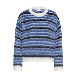 Strickpullover Saint Tropez "Strickpullover OlmaSZ", Damen, Gr. L, blau (k.blau ice navy stripes), Obermaterial: 70% Polyester PES. 21% Polyamid PA. 8% Wolle mw. 1% Elasthan EL., Pullover Strickpullover
