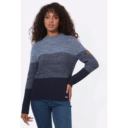 Strickpullover Casual Looks "Stehkragen-Pullover", Damen, Gr. 36, bleu, marine, geringelt, 50% Baumwolle, 50% Polyacryl, gemustert, gestreift, mehrfarbig, Pullover Strickpullover