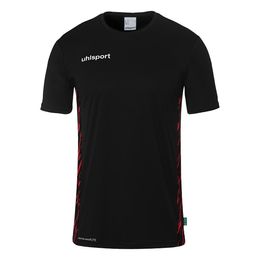 Trainingsshirt Uhlsport "Trainings-T-Shirt Progressive 28 Poly Kids", M&auml;dchen, Gr. 116, schwarz (schwarz, rot), Obermaterial: 100% Polyester Pol. recyc.., Shirts