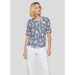 Kurzarmshirt Rabe, Damen, Gr. 46, pazifik, Jersey, Obermaterial: 50% Baumwolle, 50% Viskose, bedruckt, normal h&uuml;ftbedeckend, Rundhals, Shirts, mit Allover-Print