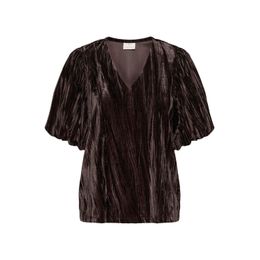 Kurzarmbluse Kaffe "Kurzarm-Bluse KAelva", Damen, Gr. L, schwarz coffee, Obermaterial: 95% Polyester Pol. recyc.. 5% Elasthan EL., Blusen