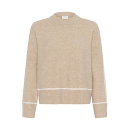 Strickpullover Kaffe "Strickpullover KAjinie", Damen, Gr. L, beige (feather gray melange), Obermaterial: 63% Polyester Pol. recyc.. 15% Wolle mw. 9% Polyacryl PAN. 9% Nylon NY. 4% Elasthan EL., Pullover Strickpullover