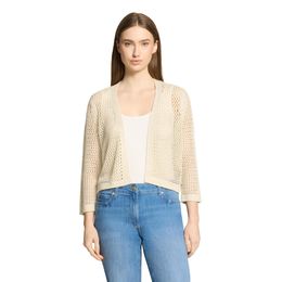 Strickjacke Betty Barclay "Damen mit Lochmuster", Damen, Gr. 40, beige, Strick, Obermaterial: 100% Polyacryl, Basic, gerade normal, V-Ausschnitt, Strickjacken Strickjacke