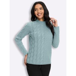 Stehkragenpullover Classic Basics "Stehkragen-Pullover", Damen, Gr. 44, kalkmint, 100% Polyacryl, unifarben, Pullover Stehkragenpullover
