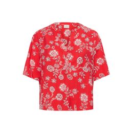 Kurzarmbluse Kaffe "Kurzarm-Bluse KAamina", Damen, Gr. 40, poppy rot chalk flower, Obermaterial: 83% Viskose CV. 17% Polyamid PA., Blusen
