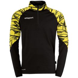 Trainingspullover Uhlsport "1/4 ZIP TOP GOAL 25 1/4 ZIP TOP", Herren, Gr. L, schwarz, limonengelb, Obermaterial: 88% Polyester Pol. recyc.. 12% Elasthan EL., Pullover