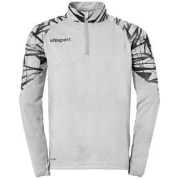 Trainingspullover Uhlsport "1/4 ZIP TOP GOAL 25 1/4 ZIP TOP", Herren, Gr. L, schwarz grau melange, schwarz, Obermaterial: 88% Polyester Pol. recyc.. 12% Elasthan EL., Pullover