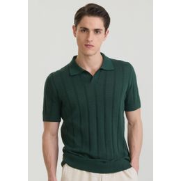 Poloshirt FELIX HARDY "Strick-Polo Shirt Kurzarm", Herren, Gr. L, dunkelgr&uuml;n, 100% Baumwolle, Shirts