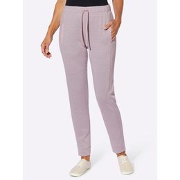 Jerseyhose Classic Basics, Damen, Gr. 38, Normalgr&ouml;&szlig;en, malve, ecru, meliert, 97% Polyester, 3% Elasthan, gemustert, mehrfarbig, meliert, Hosen Jerseyhose