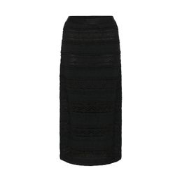 Midirock Kaffe "Rock KAanne", Damen, Gr. L, schwarz (schwarz deep), Obermaterial: 55% Baumwolle CO. 42% Nylon NY. 3% Elasthan EL., R&ouml;cke