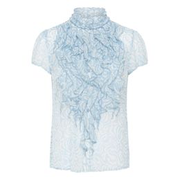 Langarmhemd Saint Tropez "Langarm - Hemd LiljaSZ", Damen, Gr. XL, N-Gr, blau (cerulean turtledove cactus), Obermaterial: 100% Polyester PES., Hemden