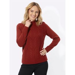 Stehkragenpullover Classic Basics "Stehkragen-Pullover", Damen, Gr. 46, rot (bordeaux), 100% Polyacryl, unifarben, Pullover Stehkragenpullover
