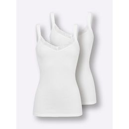 w&auml;schepur Achselhemd W&Auml;SCHEPUR, Damen, Gr. 42, 2 Stk., Normalgr&ouml;&szlig;en, wei&szlig;, 100% Baumwolle, V-Ausschnitt, Unterhemden